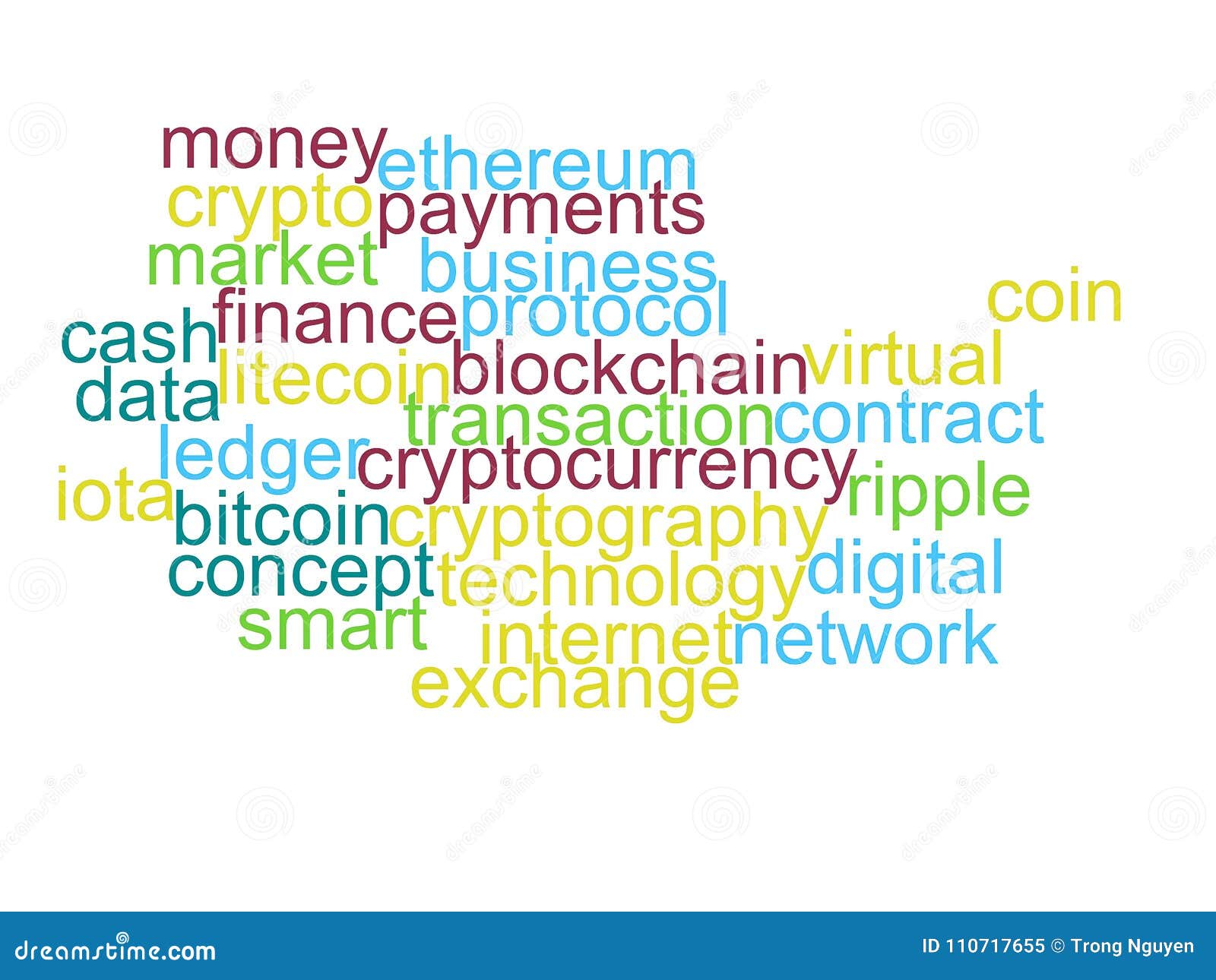 Word Cloud of Bitcoin, Cryptocurrency, Virtual Money Isolated Stock ...