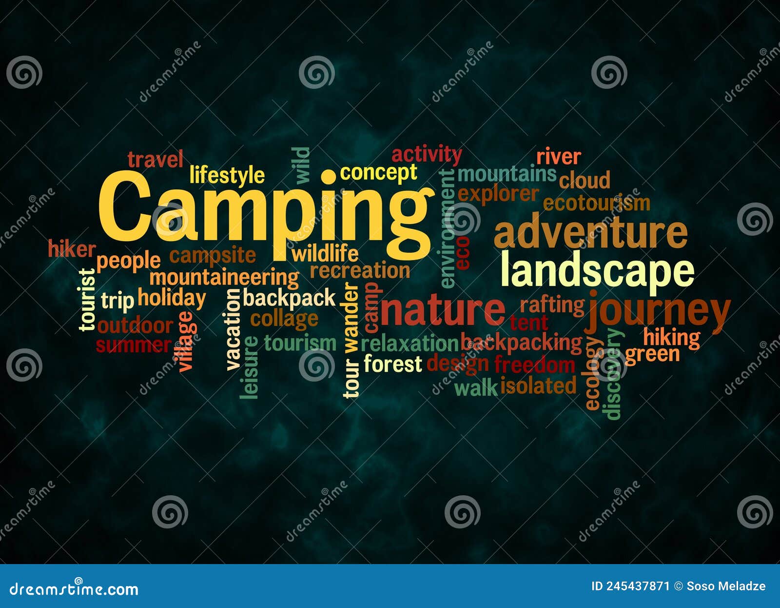 Word Cloud with CAMPING Concept Create with Text only Stock ...
