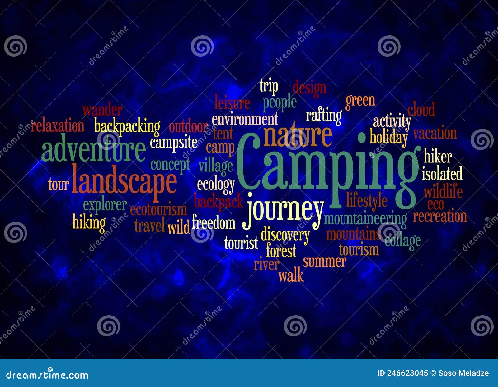 Word Cloud with CAMPING Concept Create with Text only Stock ...