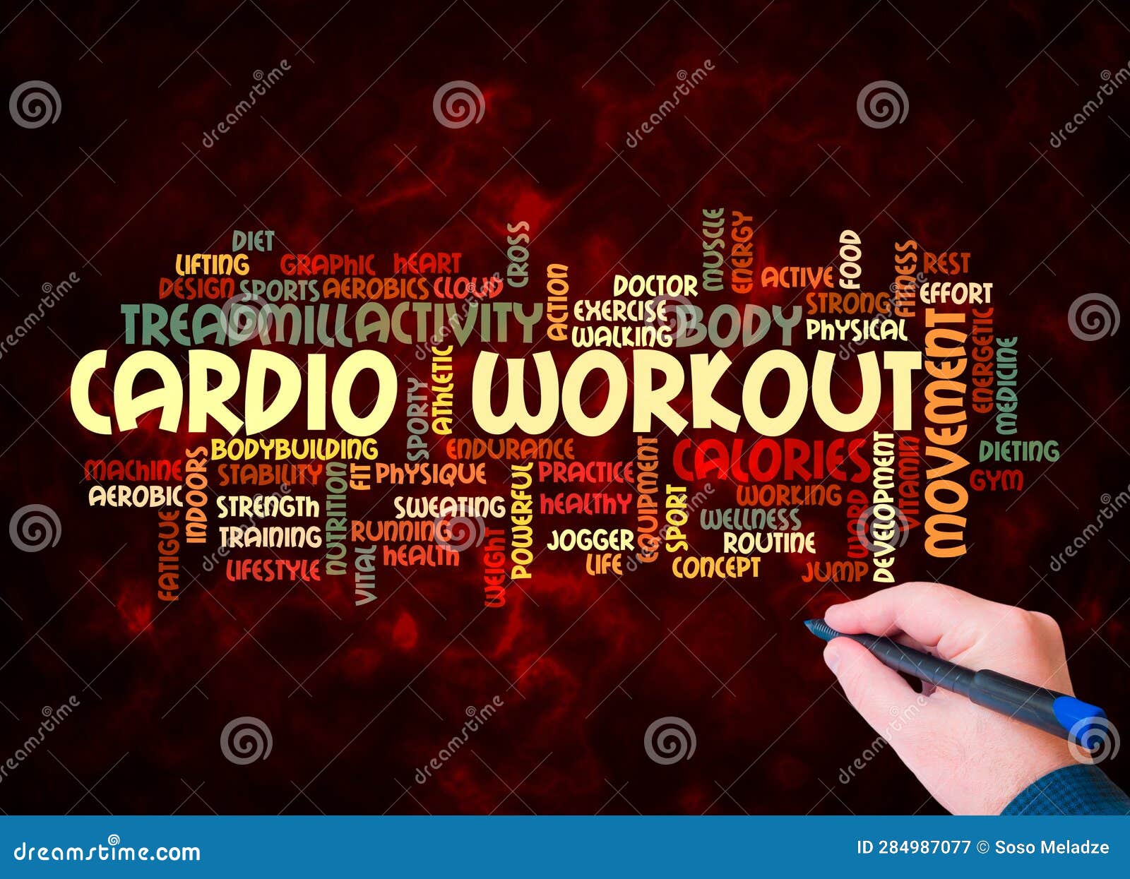 Word Cloud with CARDIO WORKOUT Concept Create with Text only Stock ...