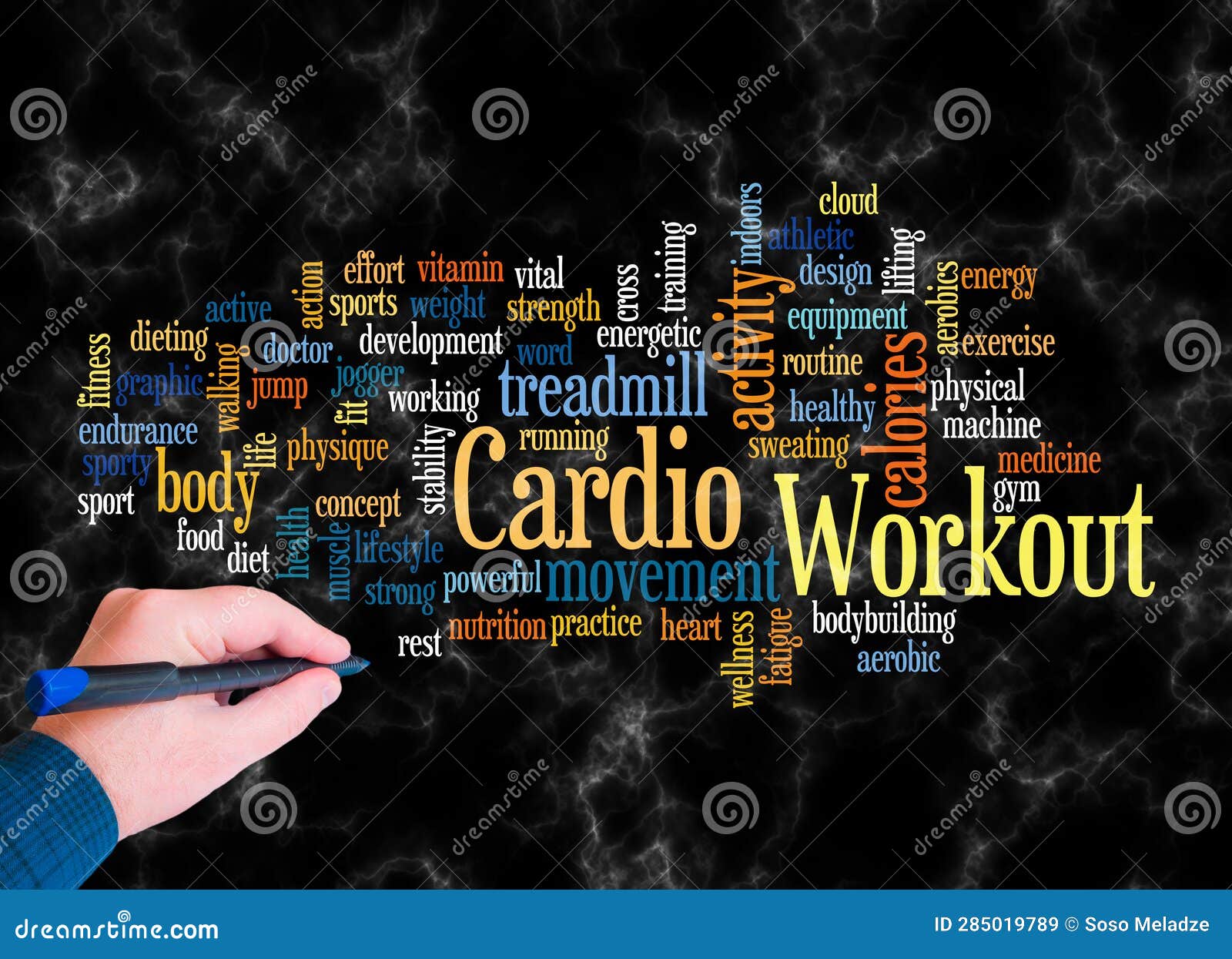 Word Cloud with CARDIO WORKOUT Concept Create with Text only Stock ...