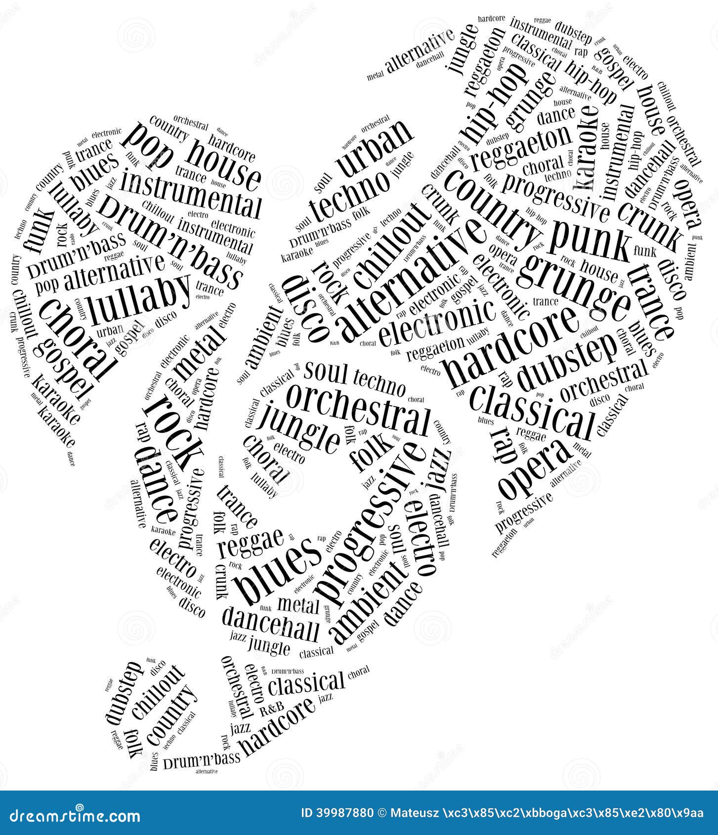 Word Cloud Concept of Music Genres Stock Illustration - Illustration of ...