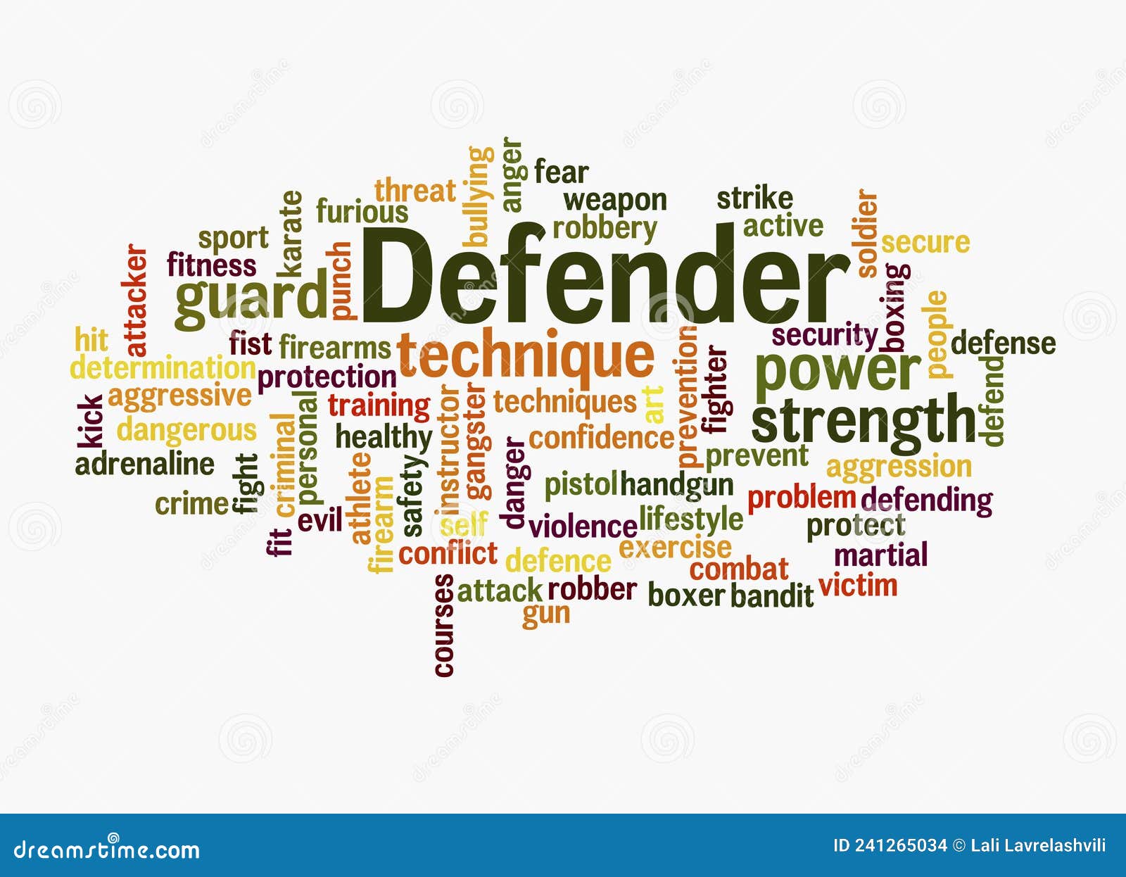 Word Cloud with DEFENDER Concept, Isolated on a White Background Stock ...