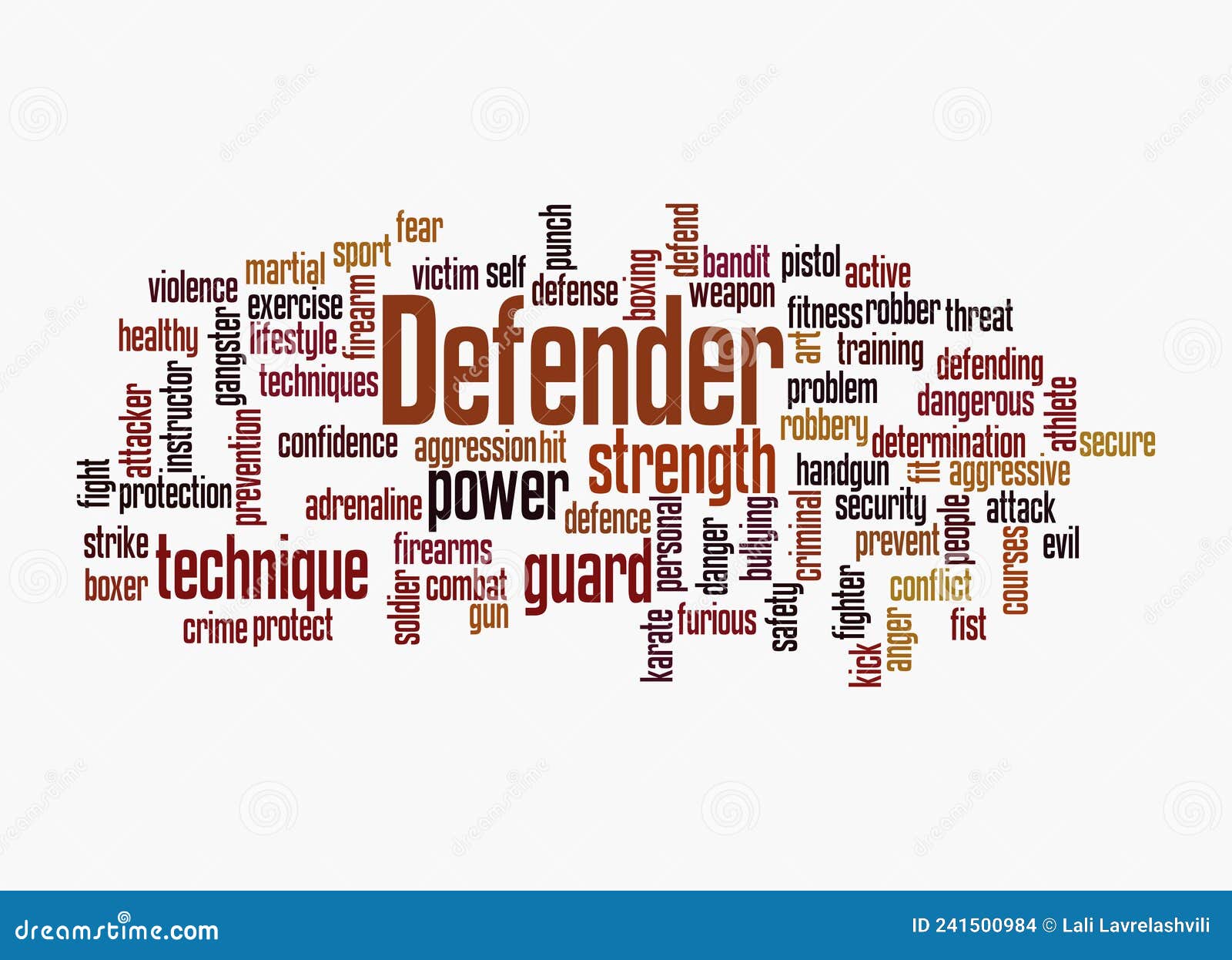 Word Cloud with DEFENDER Concept, Isolated on a White Background Stock ...