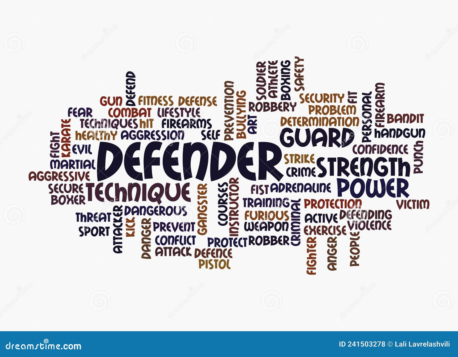 Word Cloud with DEFENDER Concept, Isolated on a White Background Stock ...