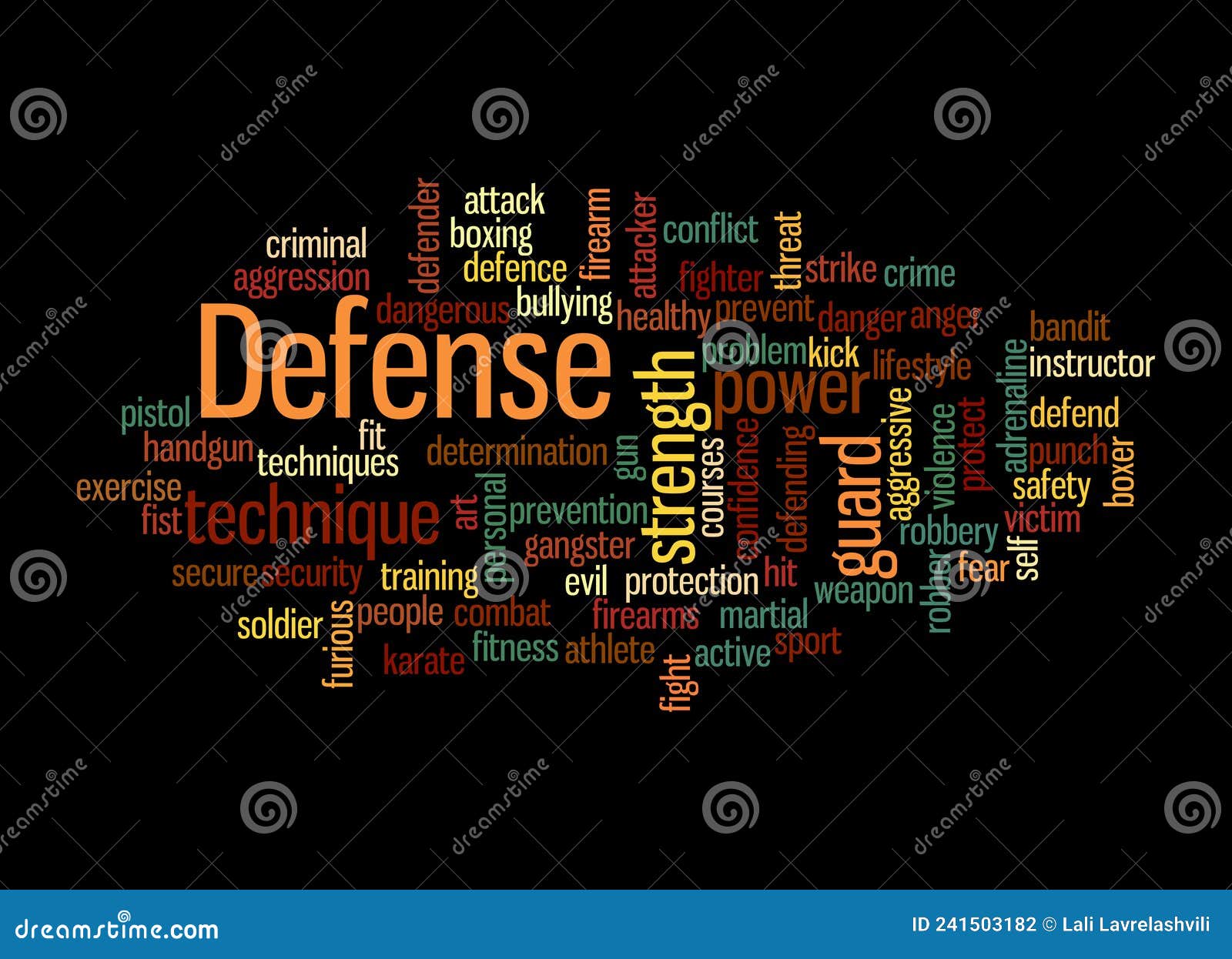 Word Cloud with DEFENSE Concept, Isolated on a Black Background Stock ...