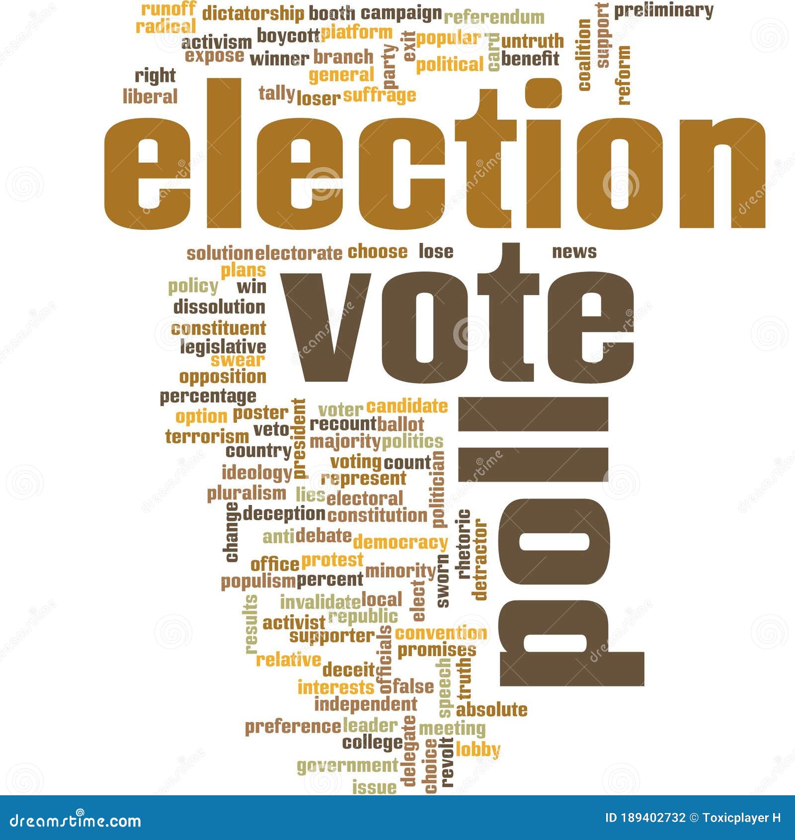 Word Cloud with Election Glossary - Brown Text on White Background ...
