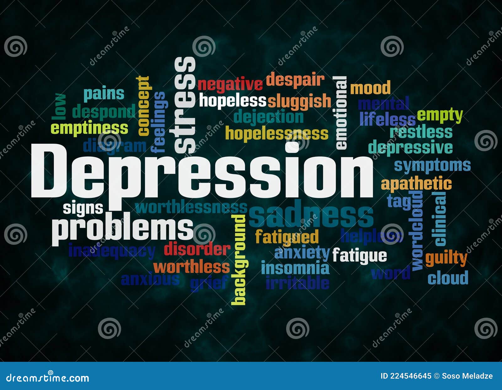 Word Cloud with DEPRESSION Concept Create with Text only Stock ...