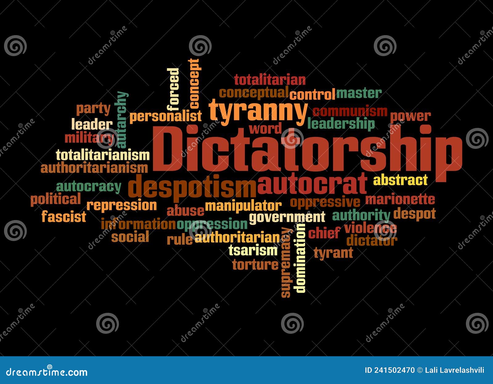 Word Cloud with DICTATORSHIP Concept, Isolated on a Black Background ...
