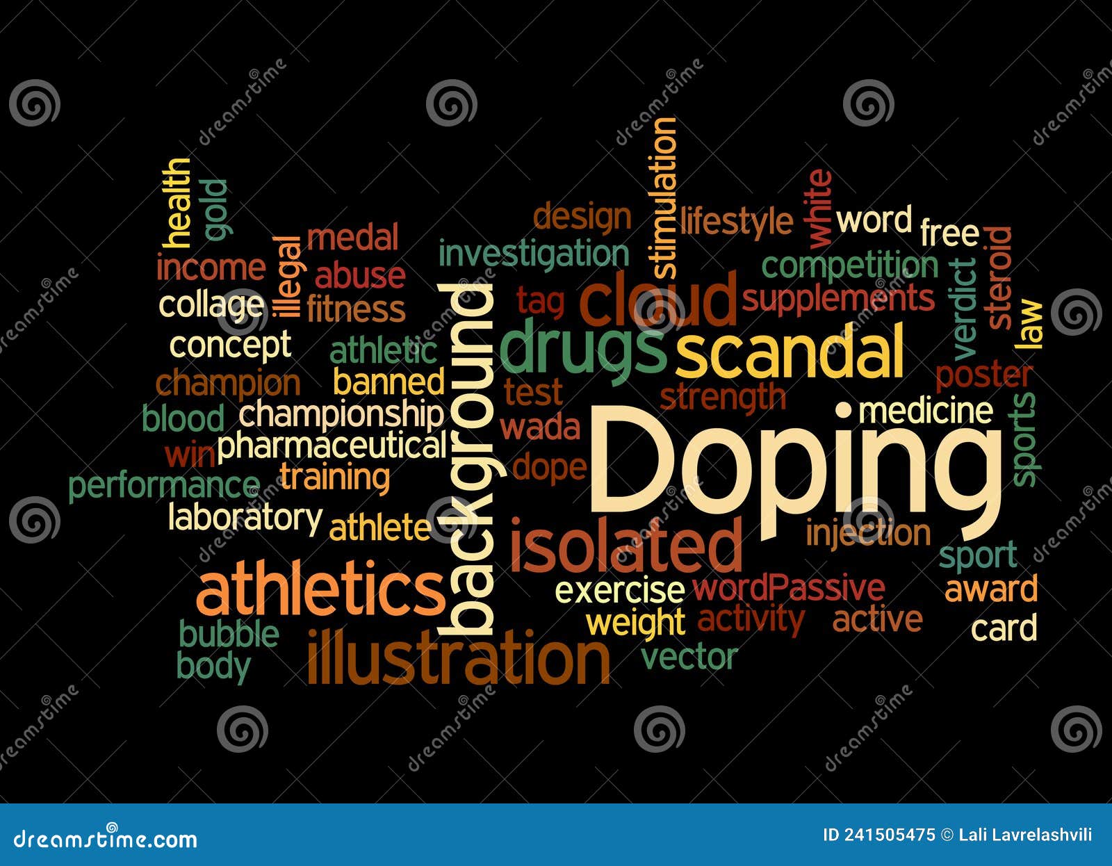Word Cloud with DOPING Concept, Isolated on a Black Background Stock ...