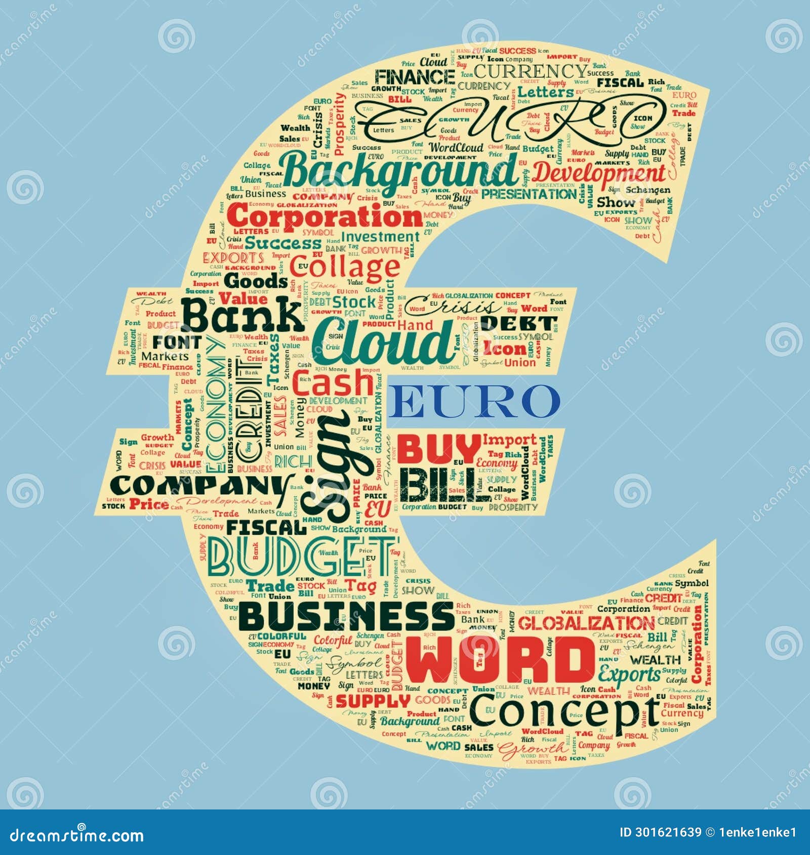 Word Cloud of the EURO stock illustration. Illustration of supply ...