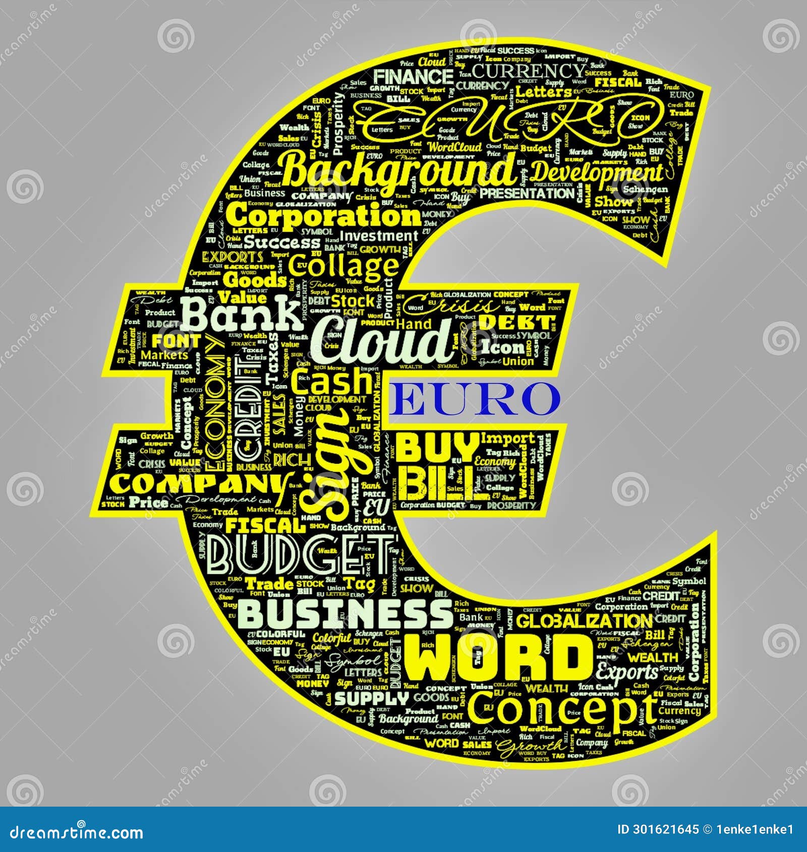 Word Cloud of the EURO stock illustration. Illustration of corporation ...