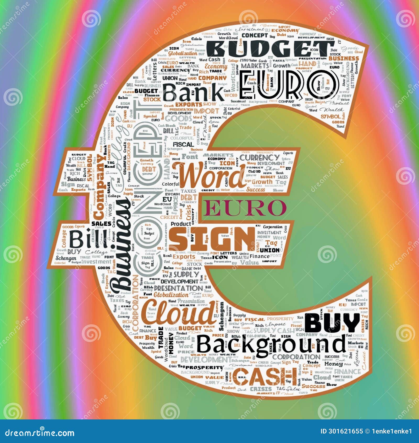 Word Cloud of the EURO stock illustration. Illustration of fiscal ...