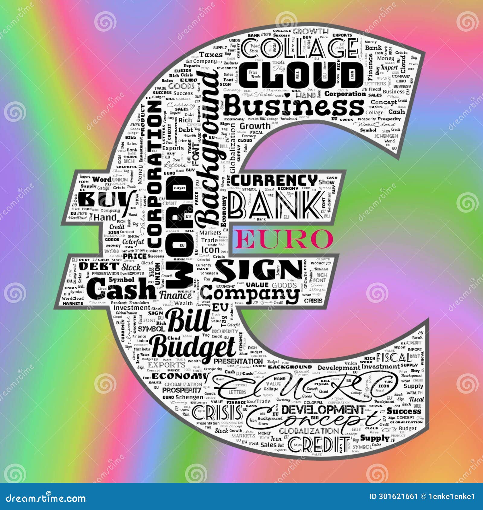 Word Cloud of the EURO stock illustration. Illustration of euro - 301621661