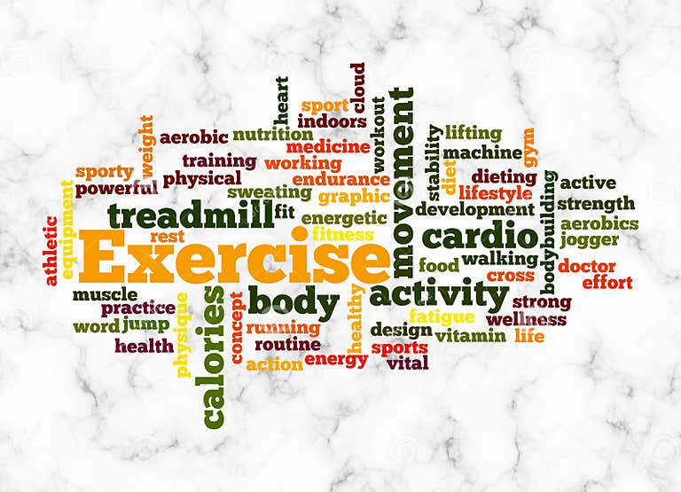 Word Cloud with EXERCISE Concept Create with Text only Stock ...