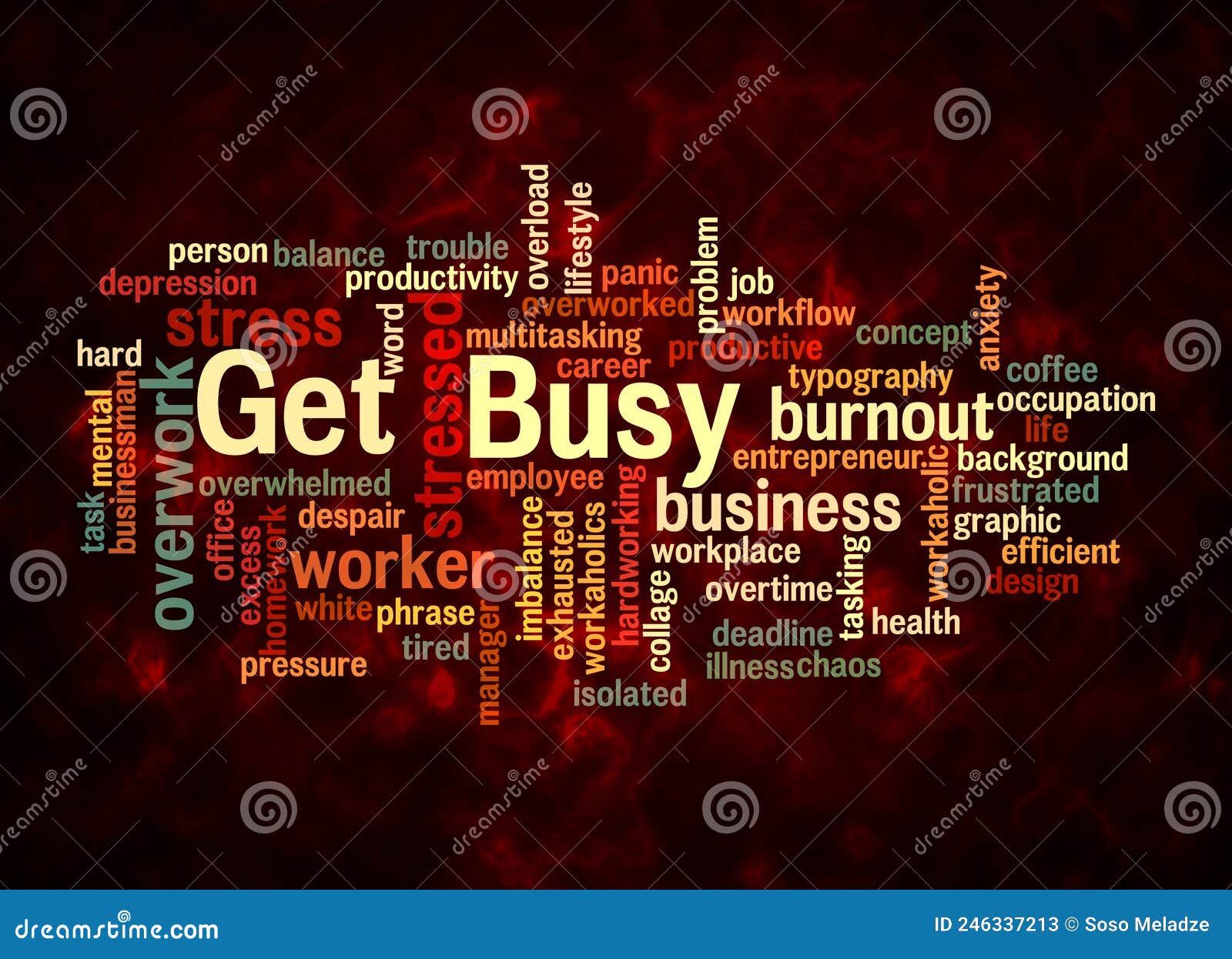 Word Cloud with GET BUSY Concept Create with Text only Stock ...