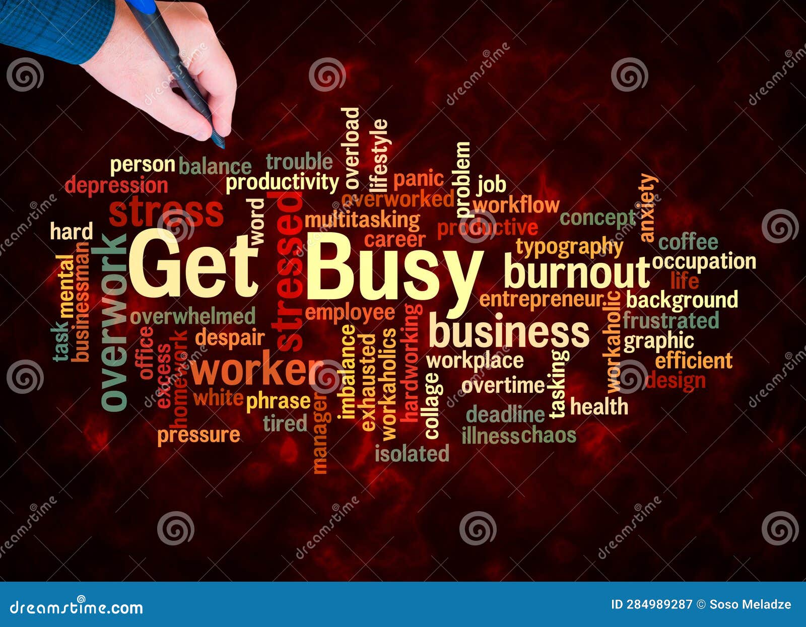 Word Cloud with GET BUSY Concept Create with Text only Stock ...