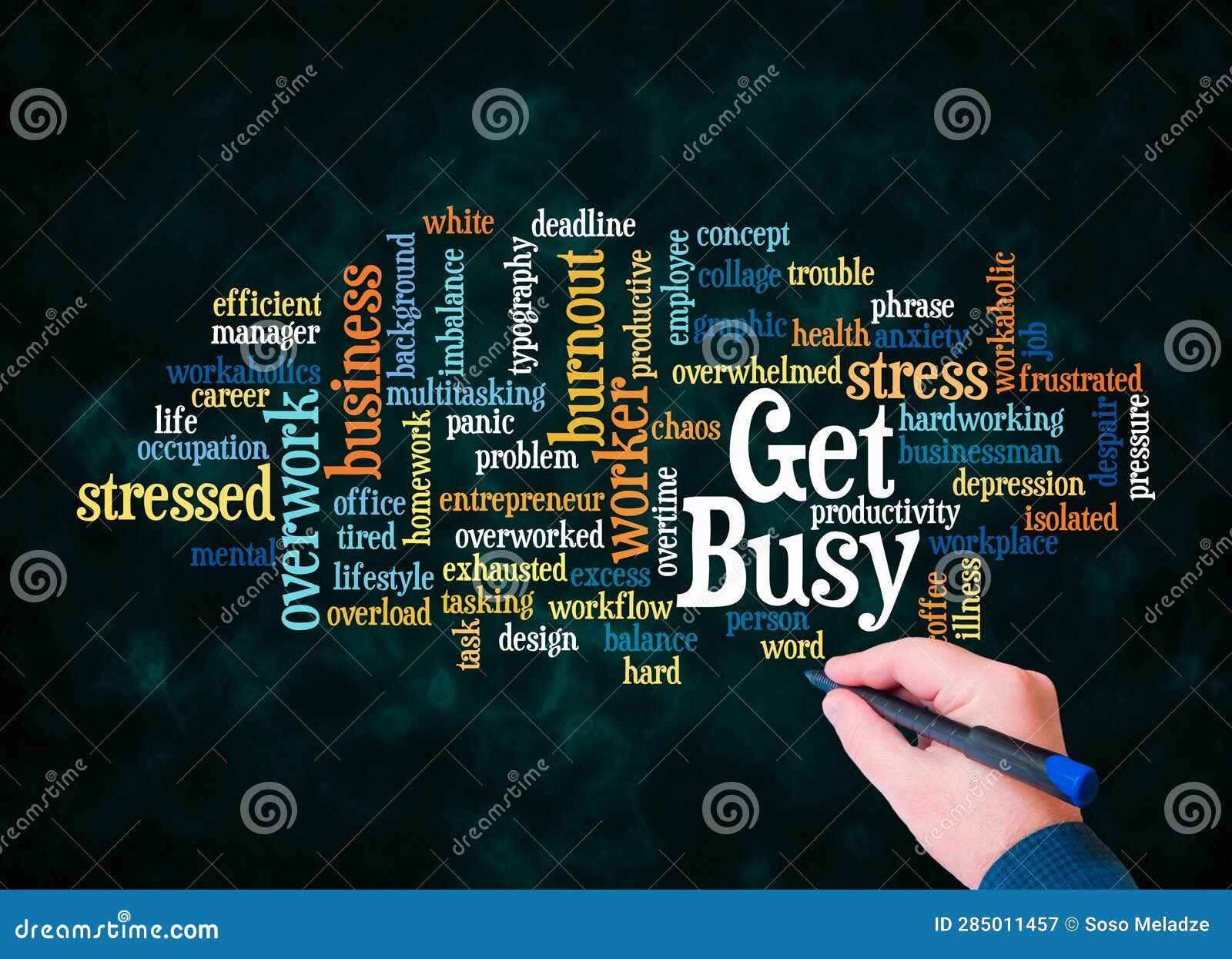 Word Cloud with GET BUSY Concept Create with Text only Stock Image ...