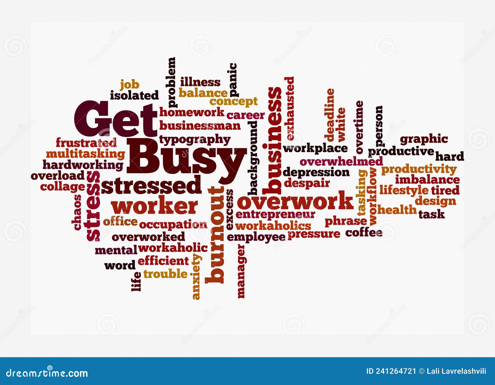 Word Cloud with GET BUSY Concept, Isolated on a White Background Stock ...