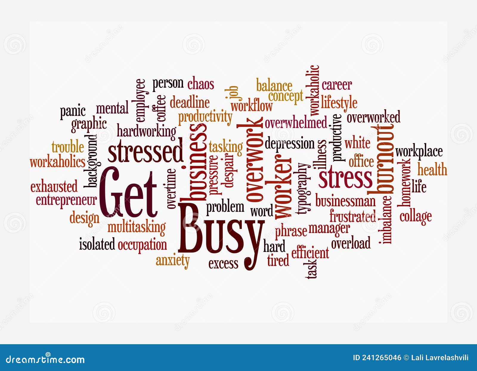 Word Cloud with GET BUSY Concept, Isolated on a White Background Stock ...