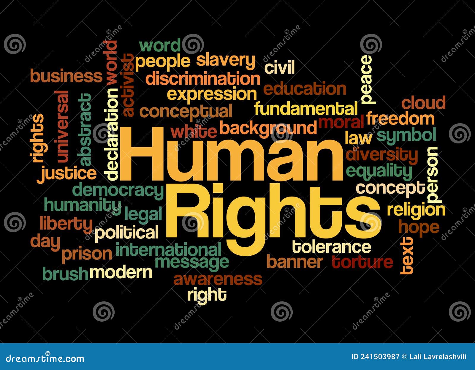 Word Cloud with HUMAN RIGHTS Concept, Isolated on a Black Background ...