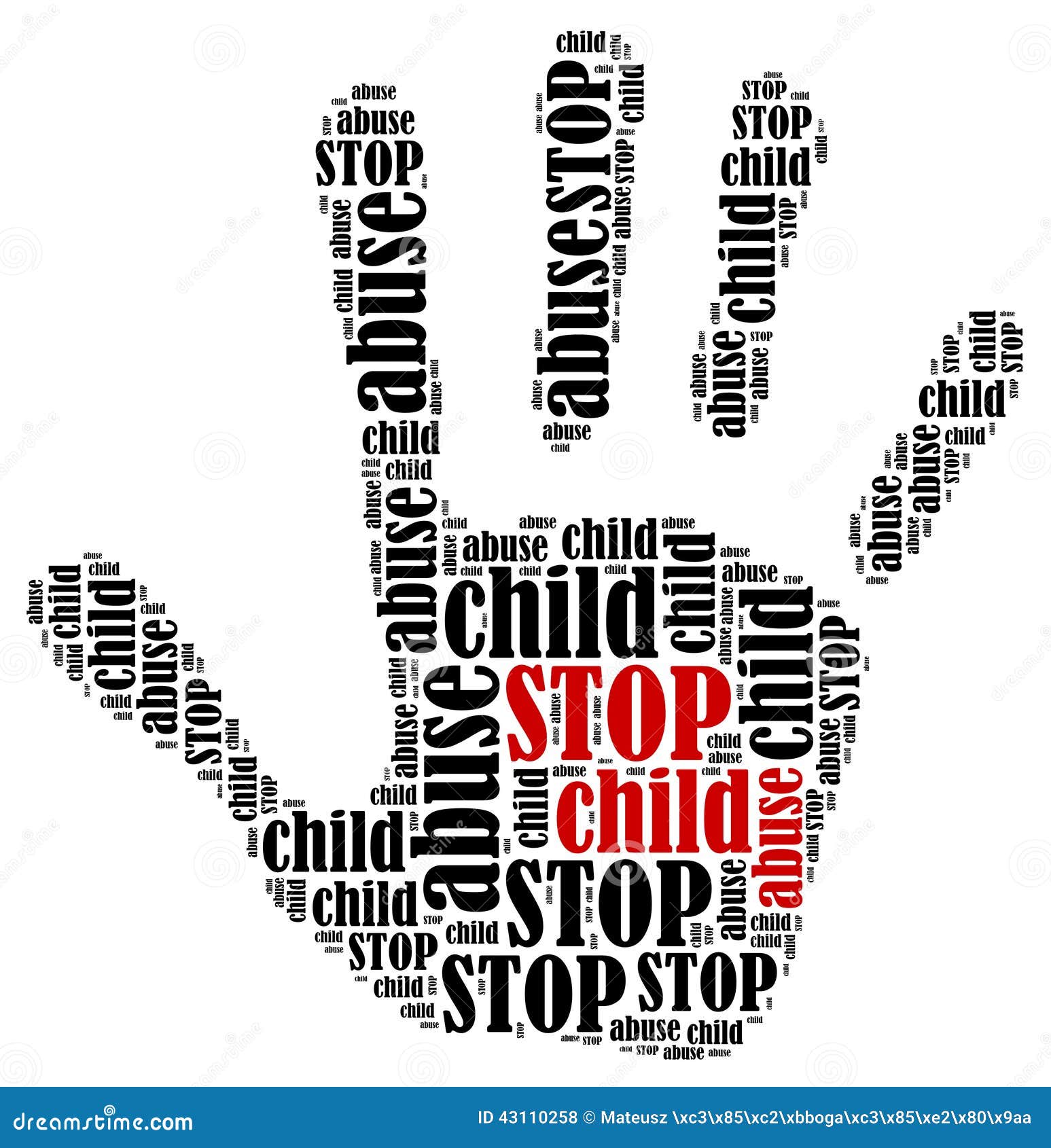 Word Cloud Illustration in Shape of Hand Print Showing Protest. Stock ...