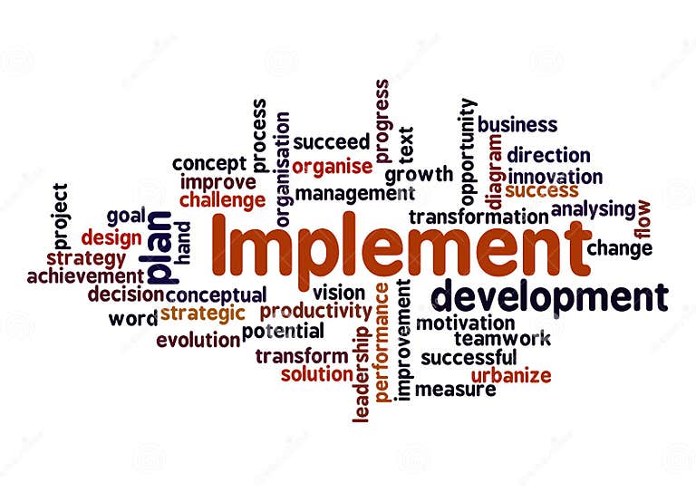 Word Cloud with IMPLEMENT Concept Stock Illustration - Illustration of ...