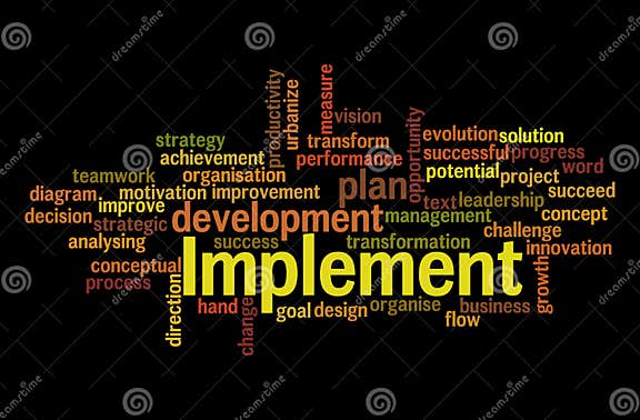 Word Cloud with IMPLEMENT Concept Stock Illustration - Illustration of ...