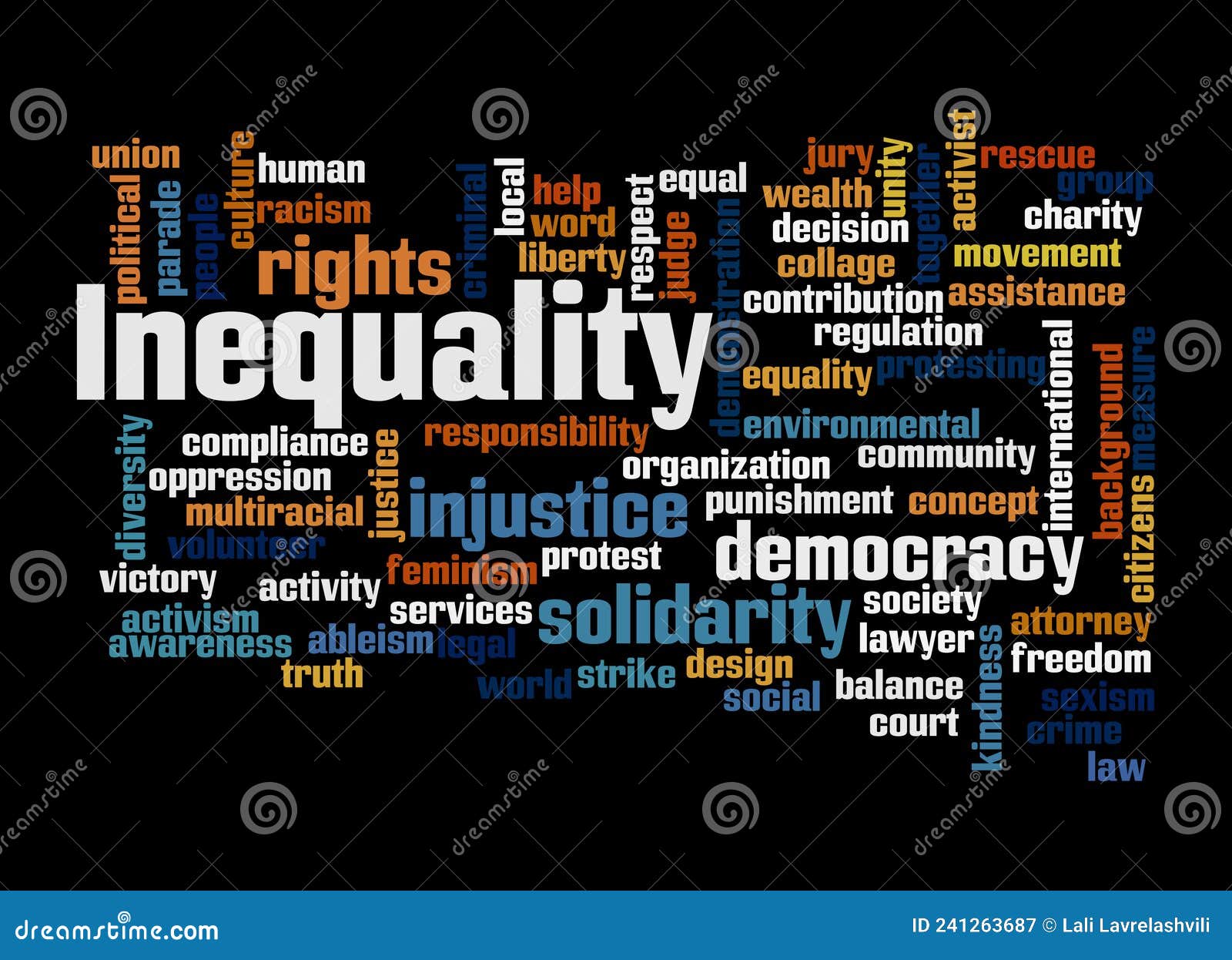 Word Cloud With INEQUALITY Concept, Isolated On A Black Background ...