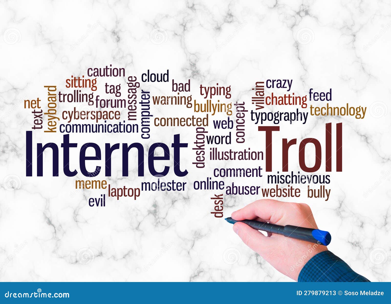 Word Cloud with INTERNET TROLL Concept Create with Text only Stock ...