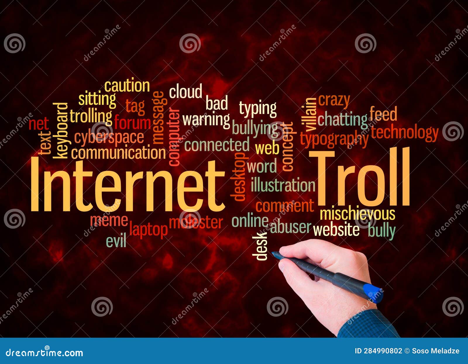 Word Cloud with INTERNET TROLL Concept Create with Text only Stock ...