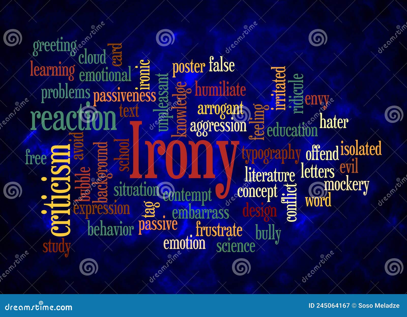 Word Cloud with IRONY Concept Create with Text only Stock Illustration ...
