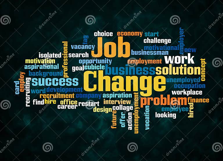 Word Cloud with JOB CHANGE Concept Create with Text only Stock ...