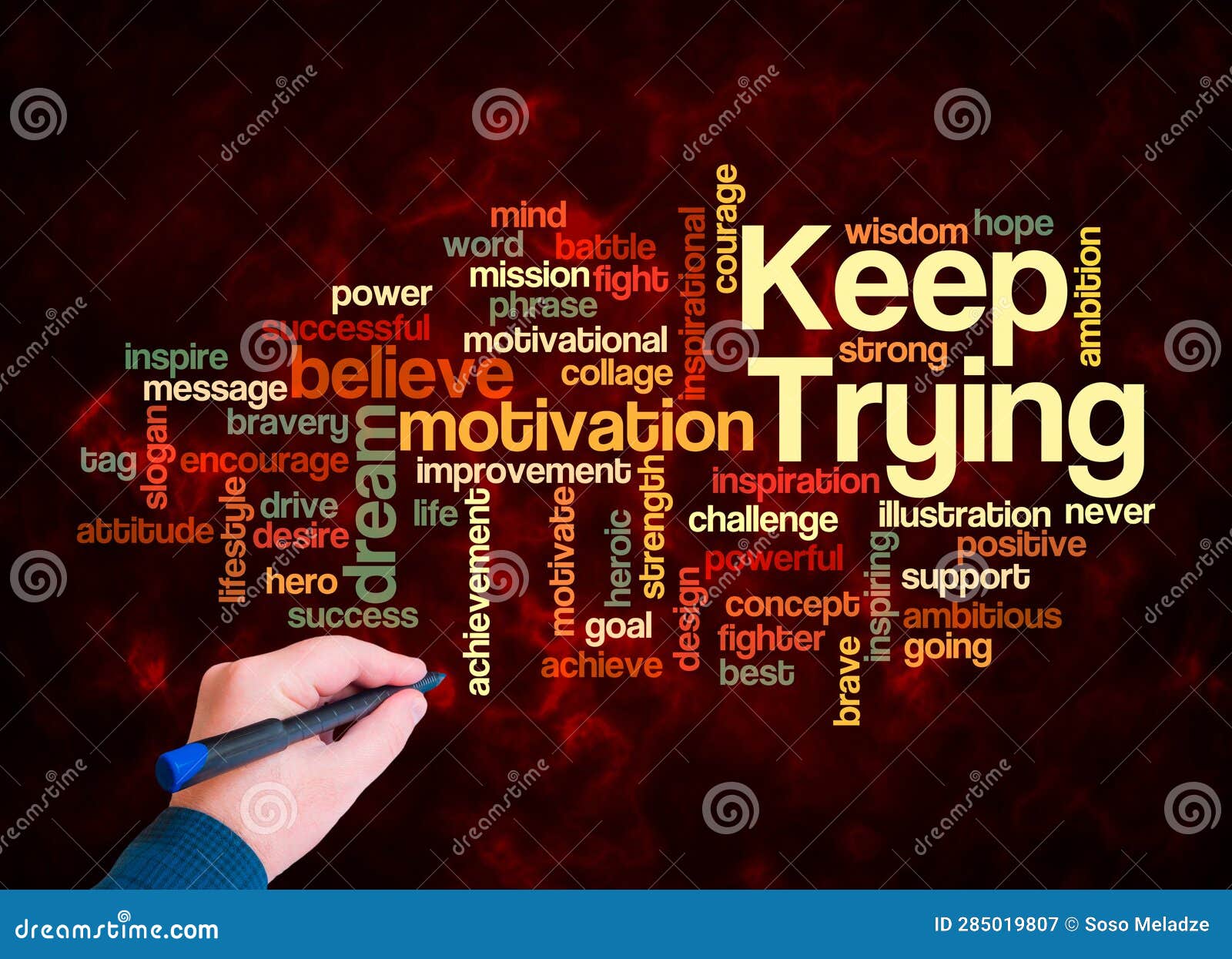 Word Cloud with KEEP TRYING Concept Create with Text only Stock Image ...