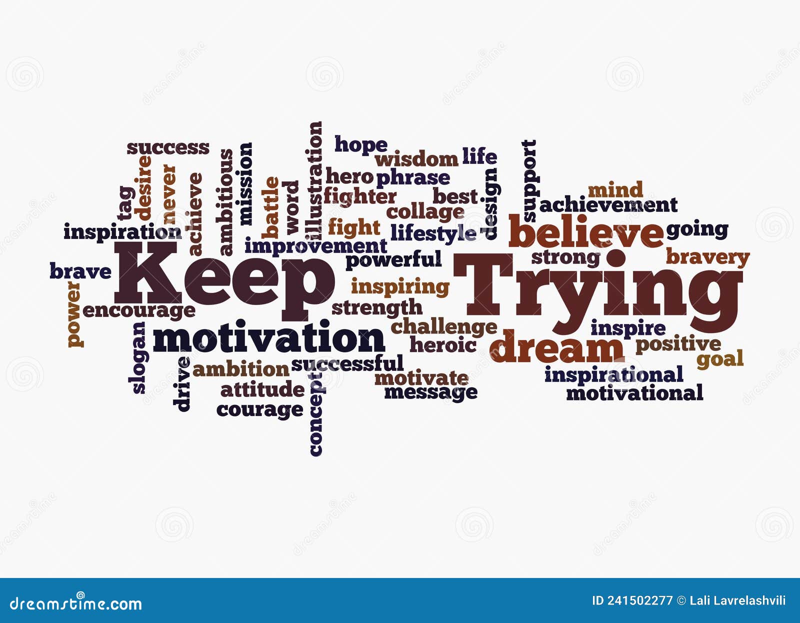 Word Cloud with KEEP TRYING Concept, Isolated on a White Background ...