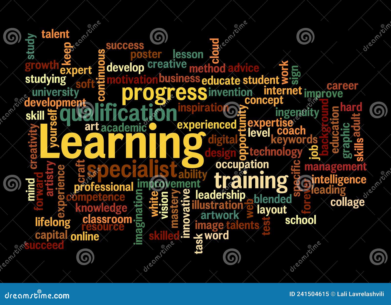 Word Cloud with LEARNING Concept, Isolated on a Black Background Stock ...