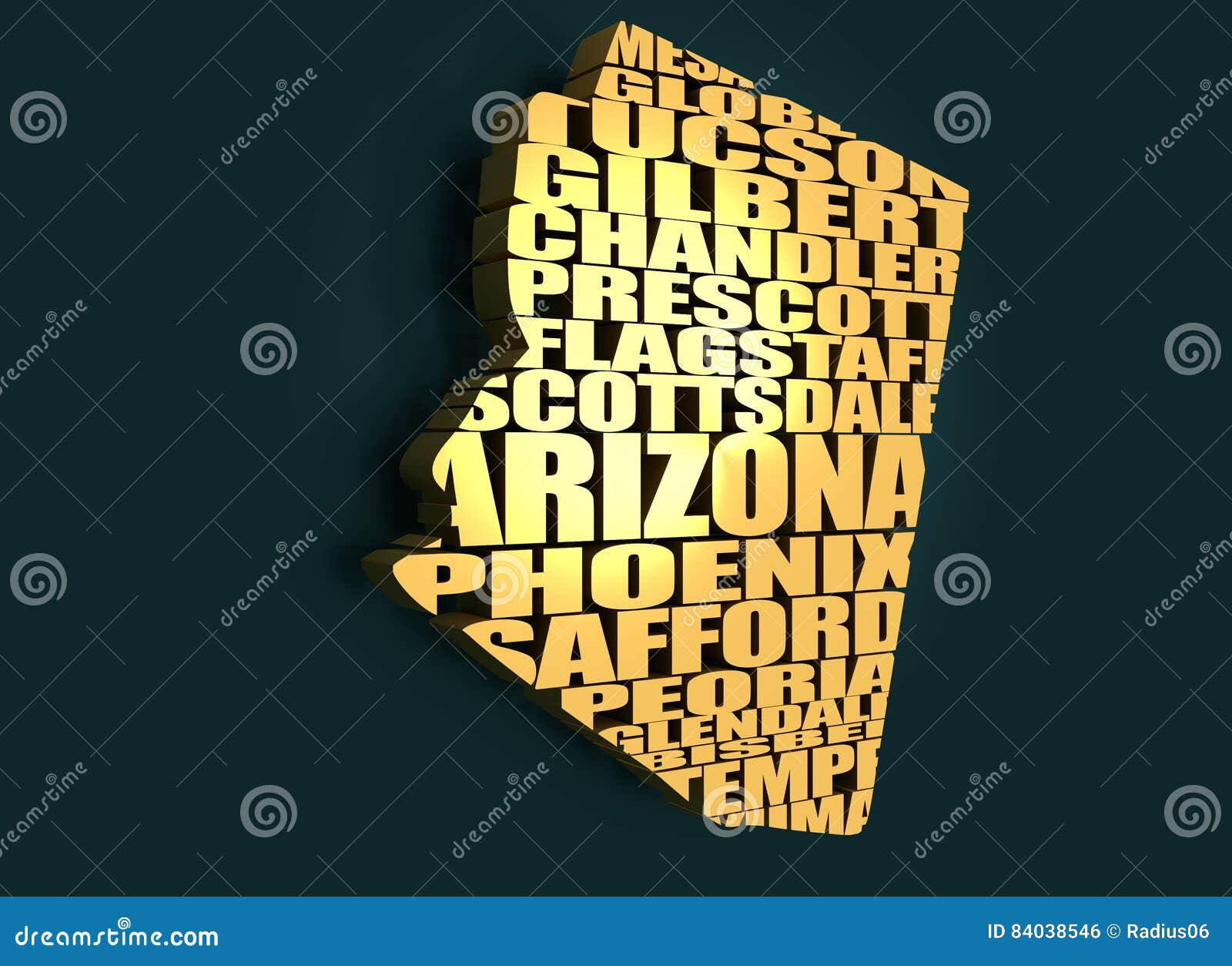 Word Cloud Map of Arizona State Stock Illustration - Illustration of ...