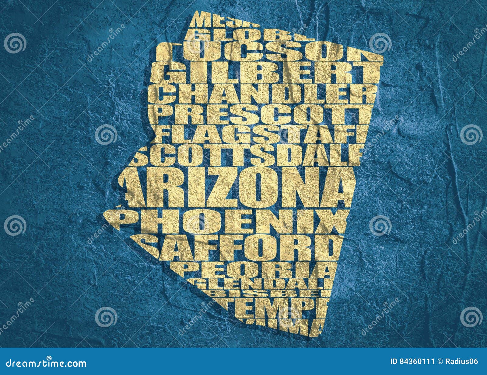 Word Cloud Map of Arizona State Stock Illustration - Illustration of ...