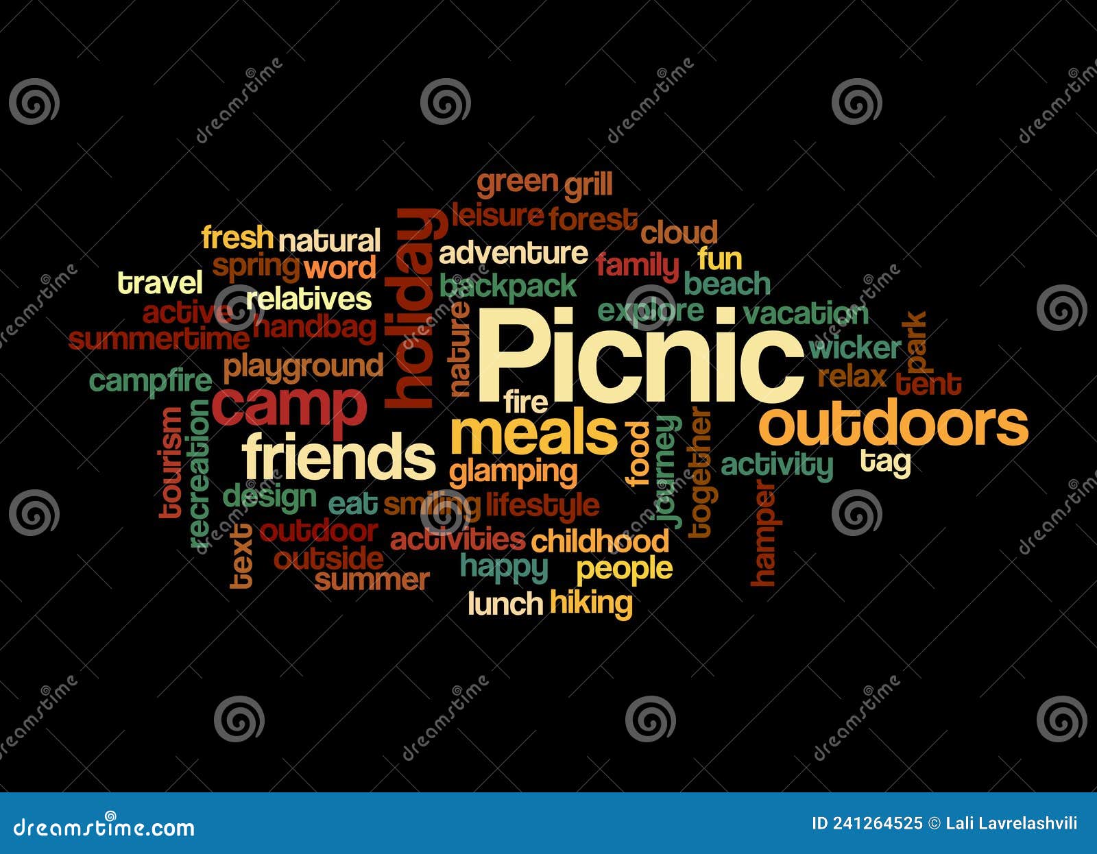 Word Cloud with PICNIC Concept, Isolated on a Black Background Stock ...