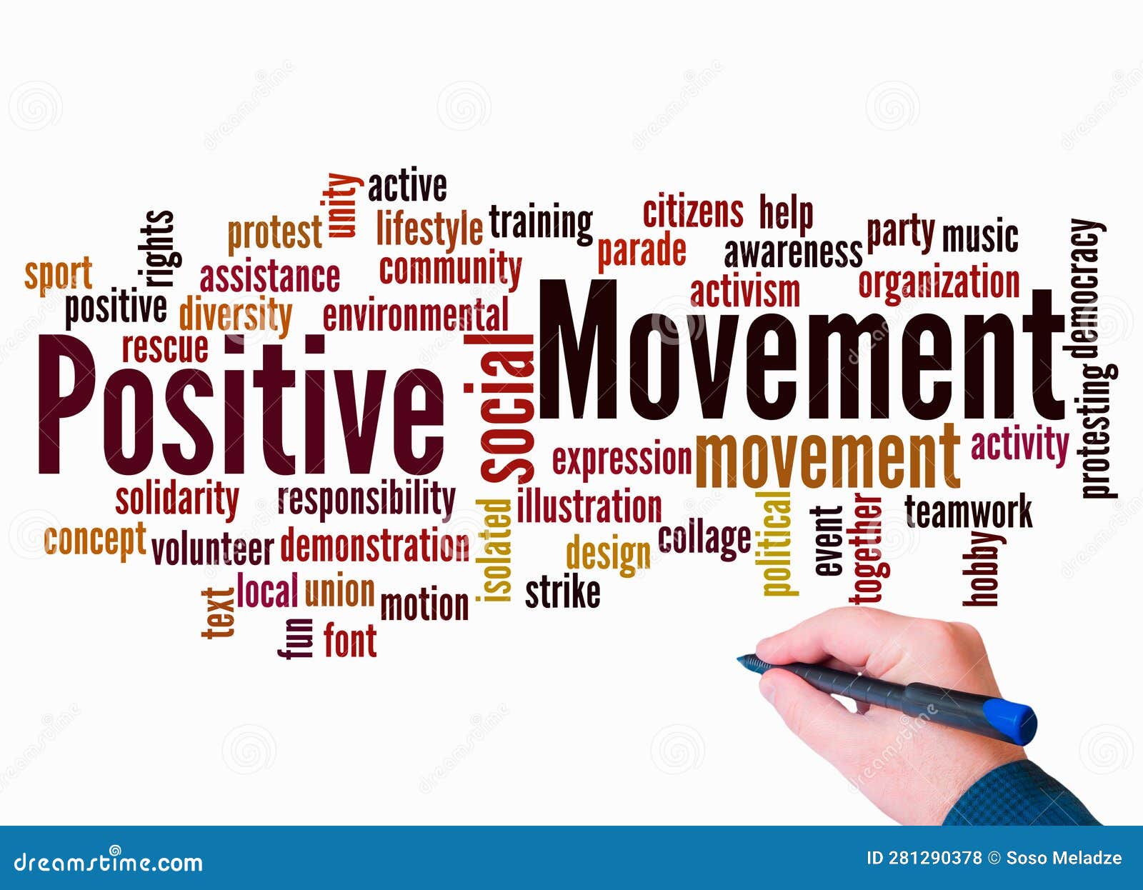 Word Cloud with POSITIVE MOVEMENT Concept Create with Text only Stock ...