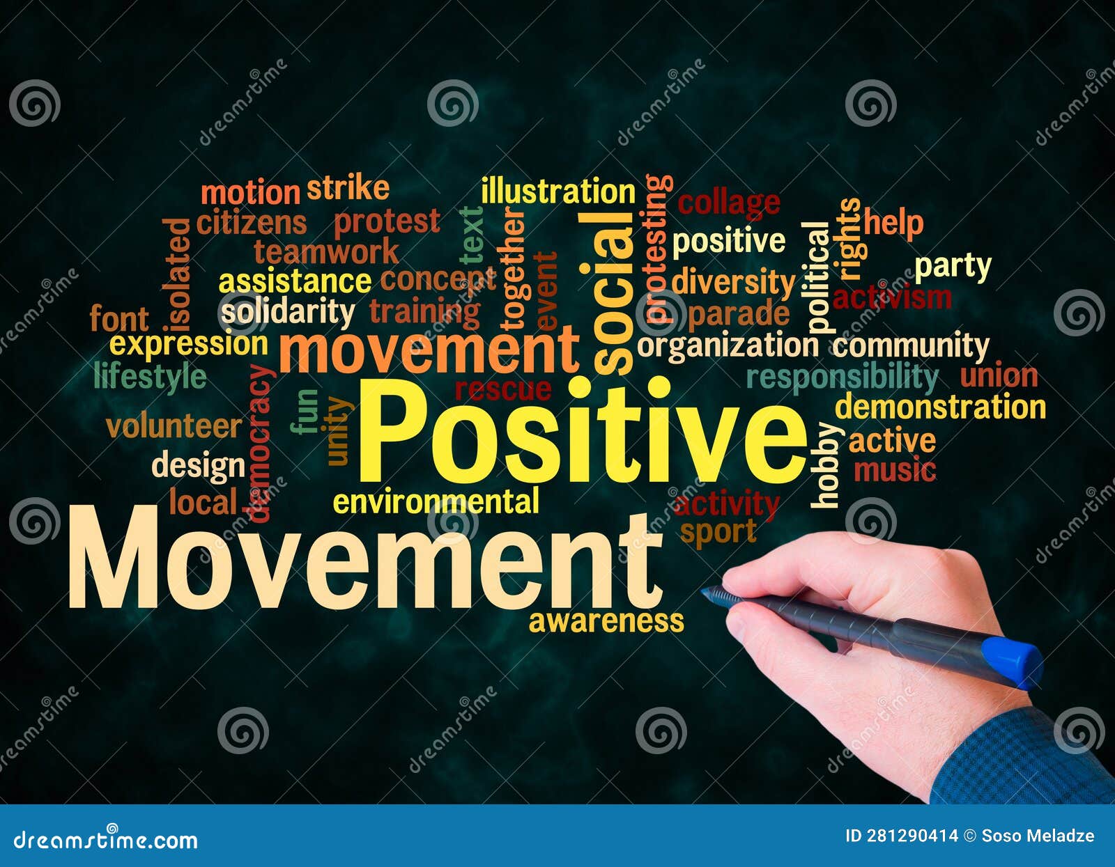 Word Cloud with POSITIVE MOVEMENT Concept Create with Text only Stock ...