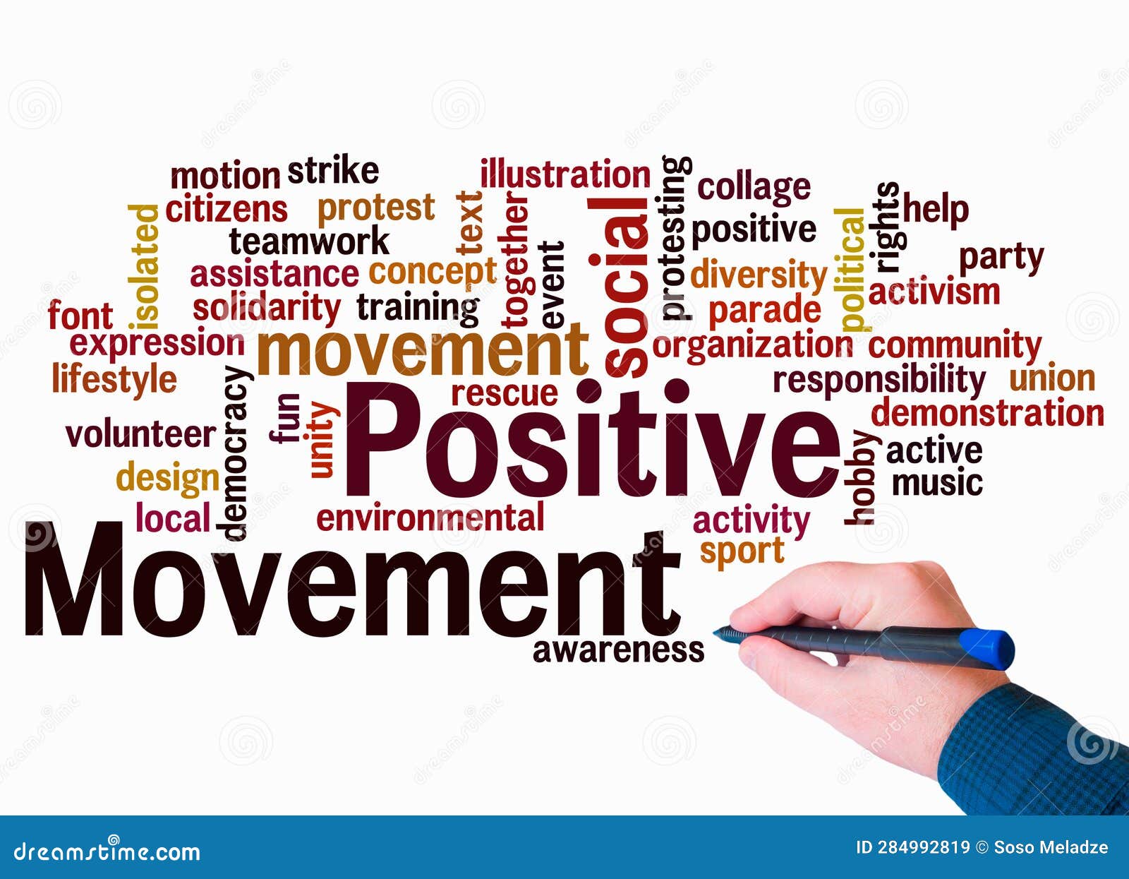 Word Cloud with POSITIVE MOVEMENT Concept Create with Text only Stock ...