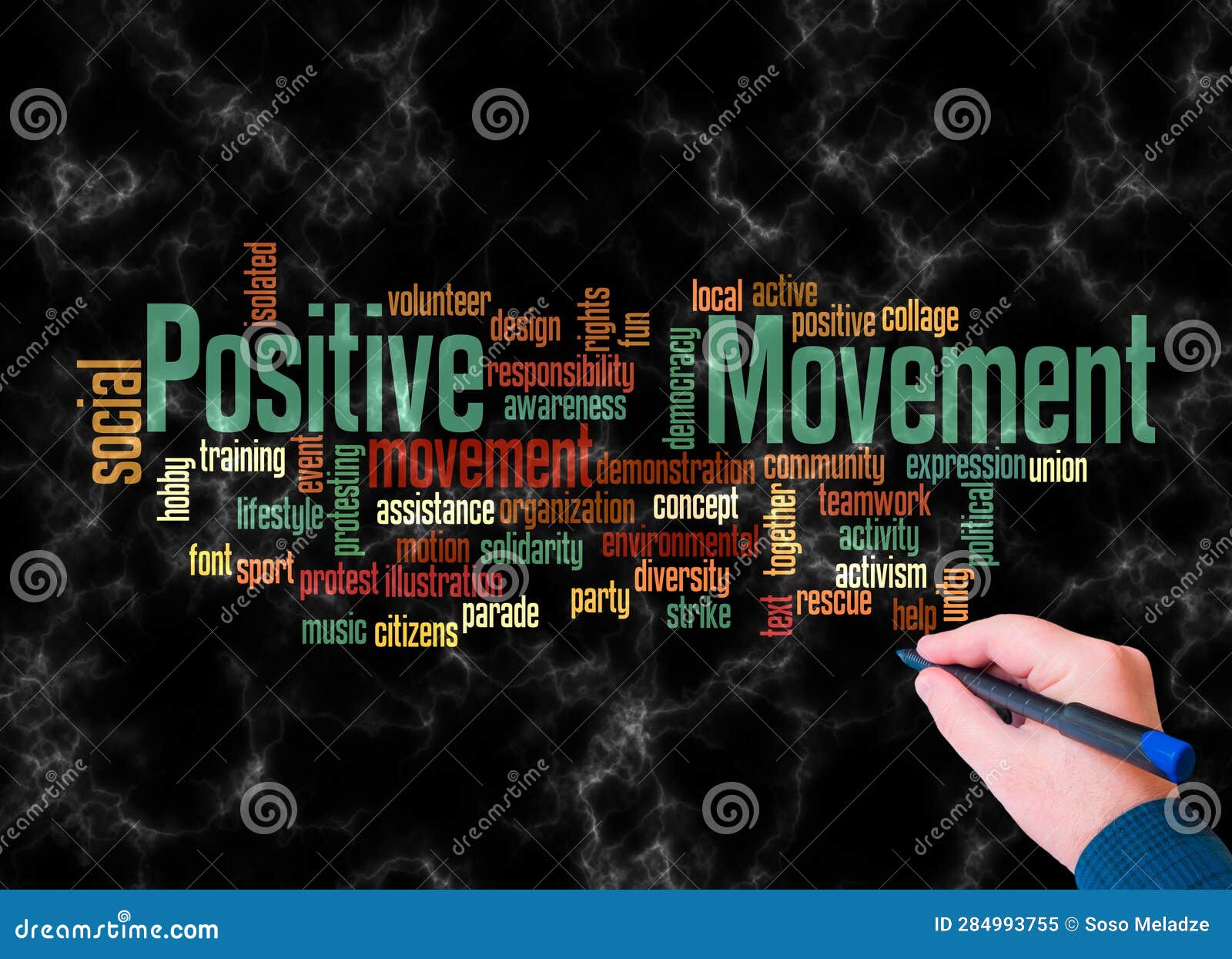 Word Cloud with POSITIVE MOVEMENT Concept Create with Text only Stock ...