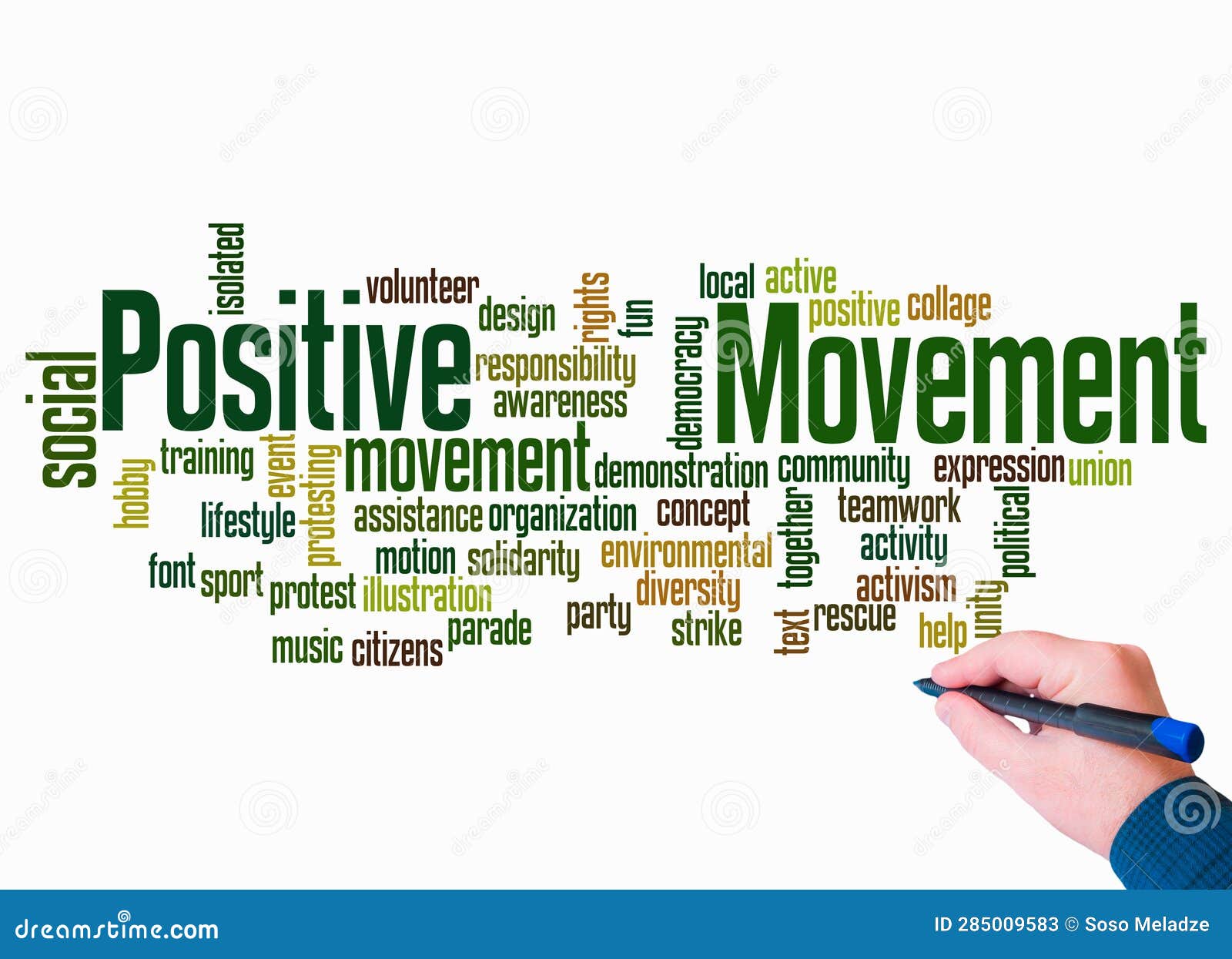 Word Cloud with POSITIVE MOVEMENT Concept Create with Text only Stock ...