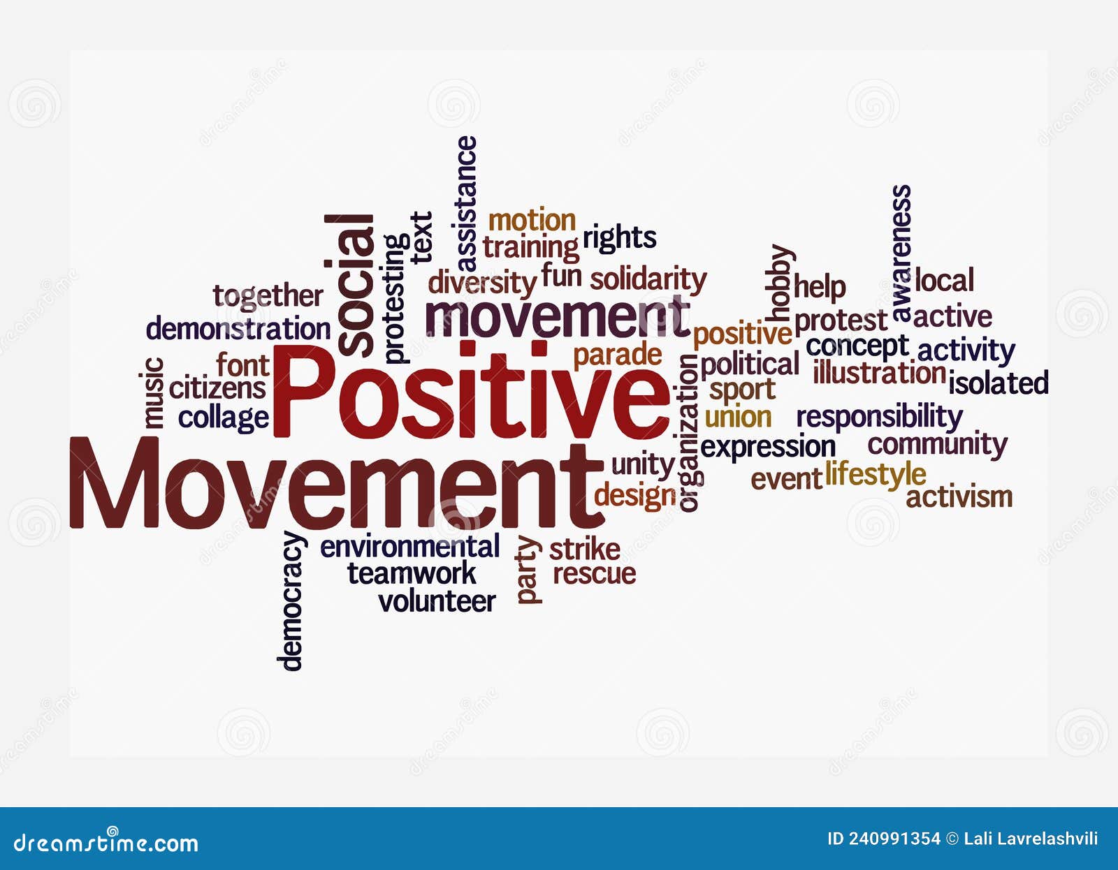 Word Cloud with POSITIVE MOVEMENT Concept, Isolated on a Black ...