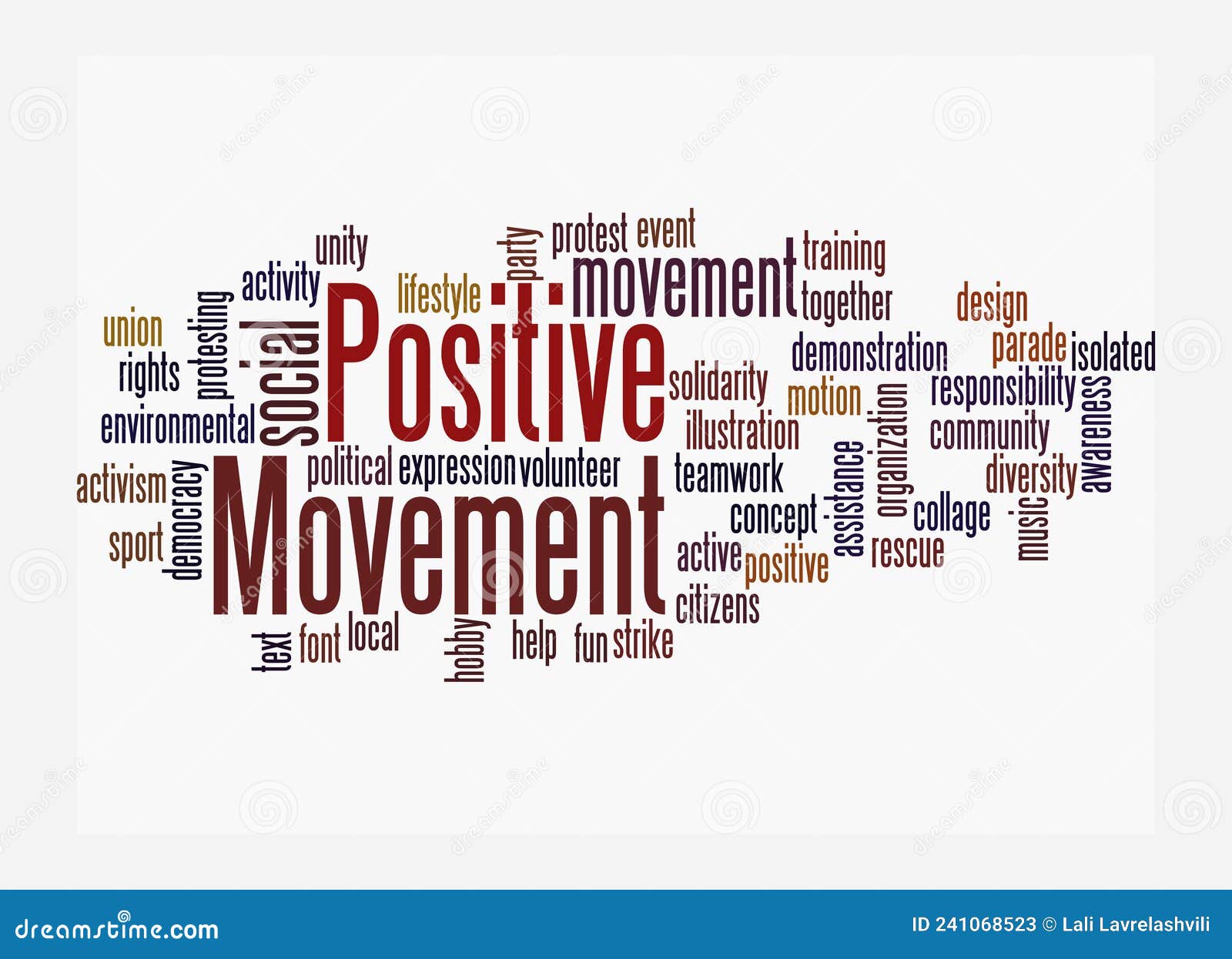 Word Cloud with POSITIVE MOVEMENT Concept, Isolated on a Black ...