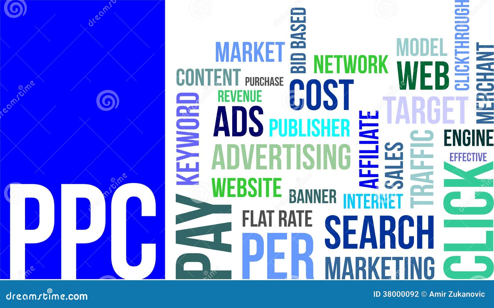 Word cloud - ppc stock vector. Illustration of cost, publisher - 38000092