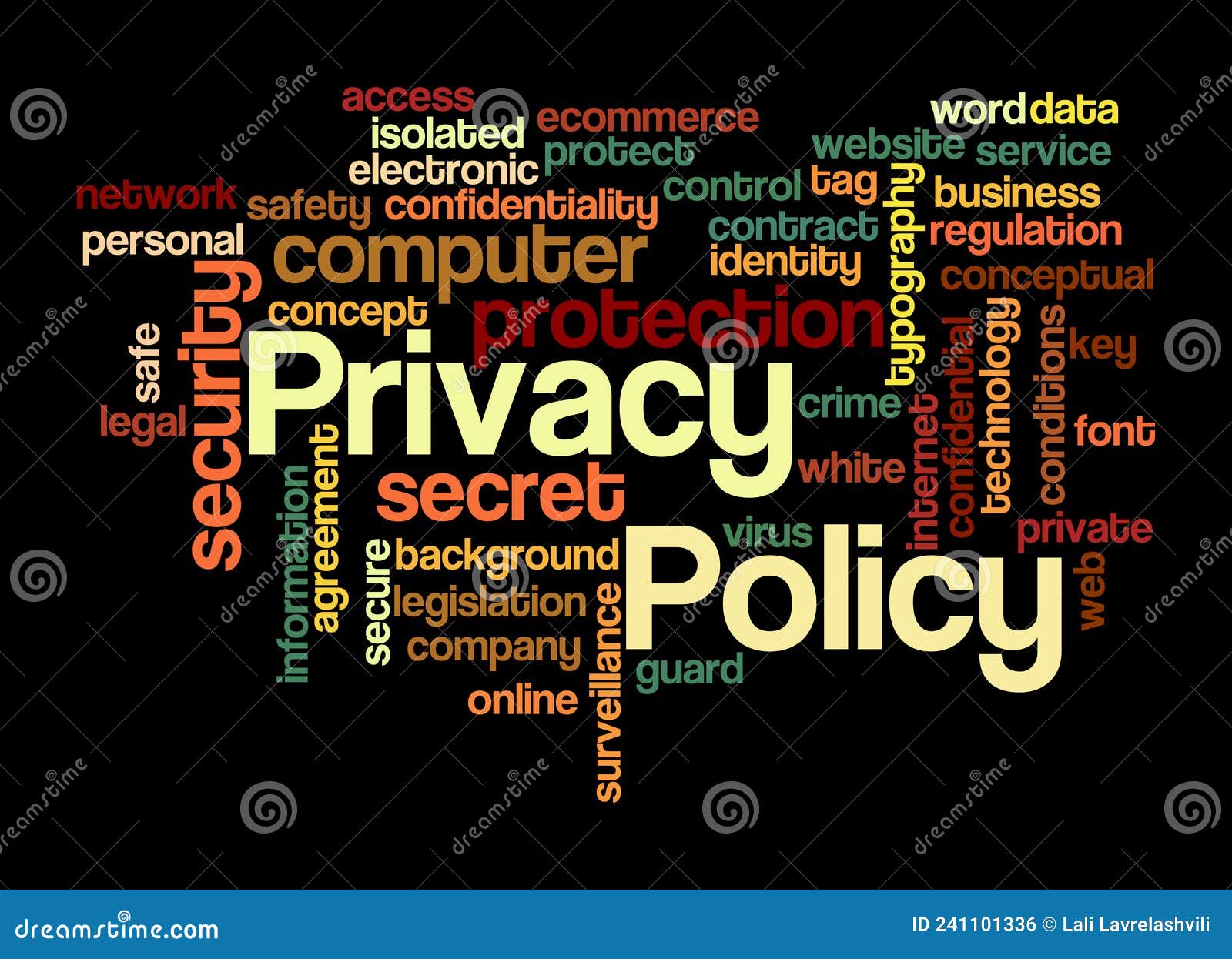 Word Cloud with PRIVACY POLICY Concept, Isolated on a Black Background ...