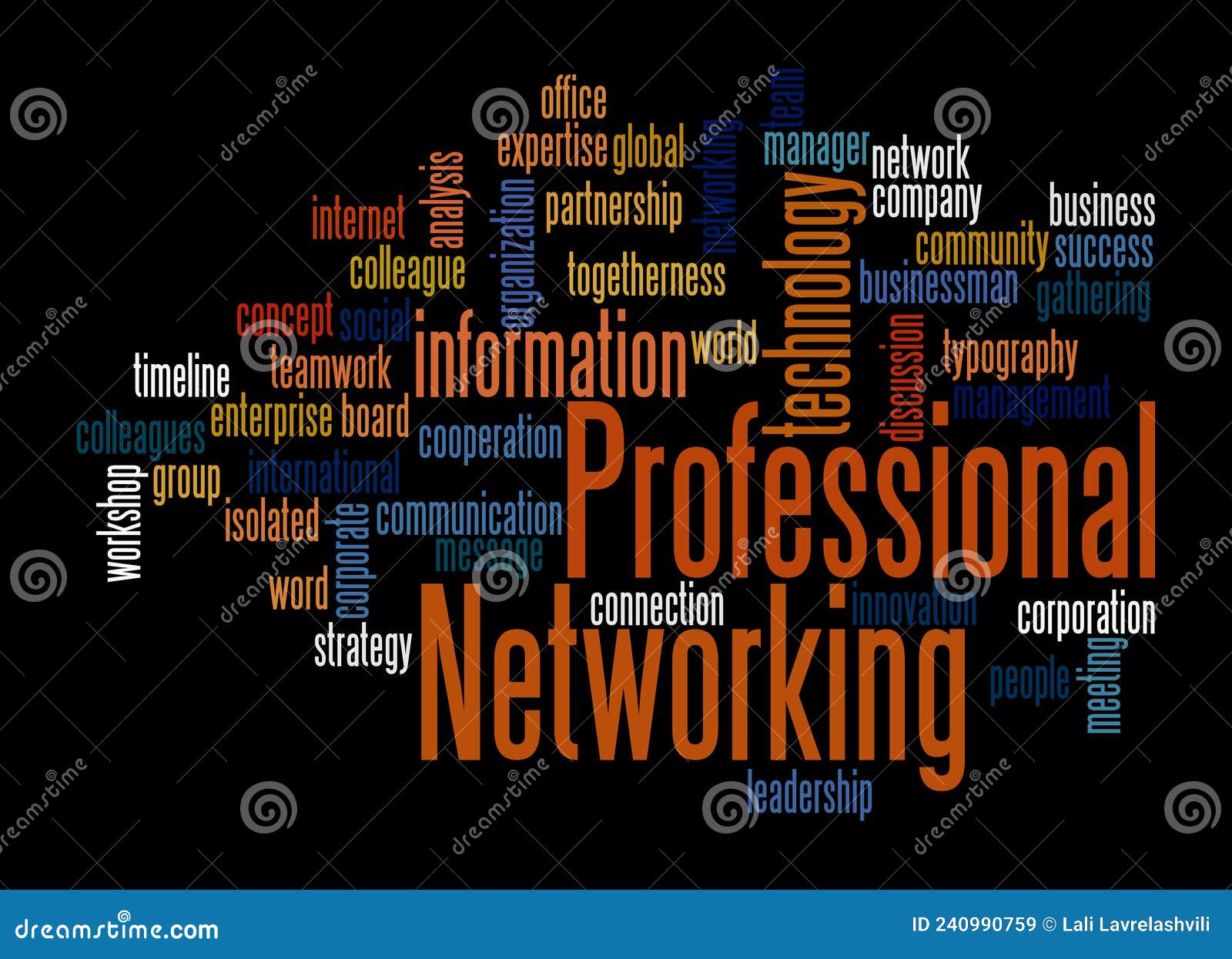 Word Cloud with PROFESSIONAL NETWORKING Concept, Isolated on a Black ...