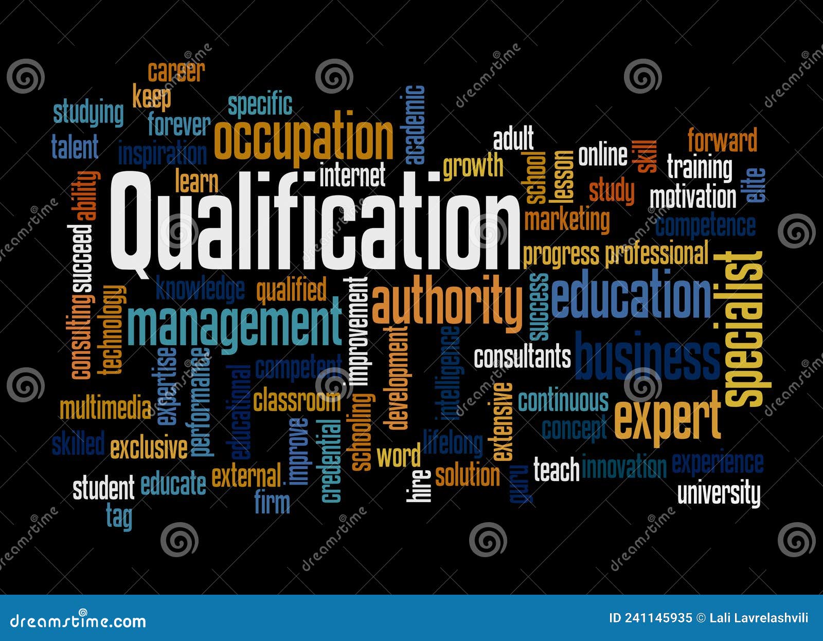 Word Cloud with QUALIFICATION Concept, Isolated on a Black Background ...